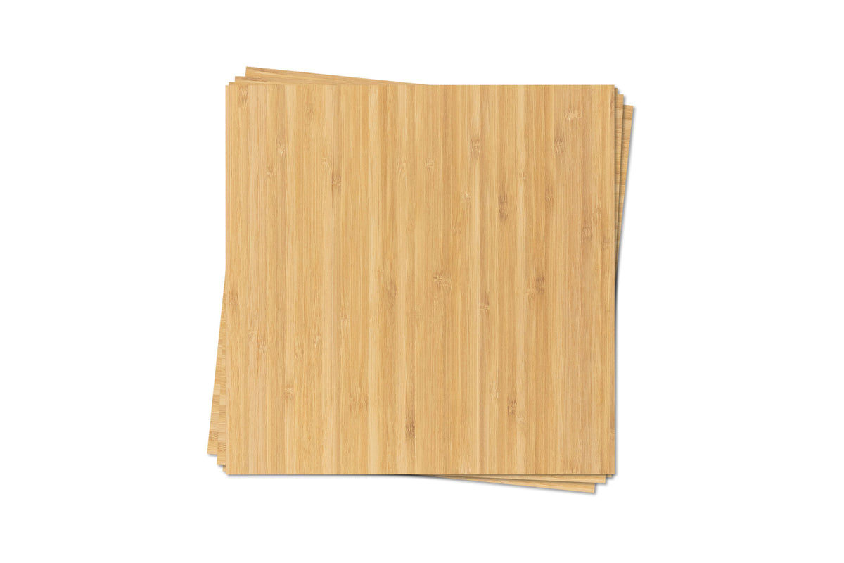 Bamboo, 1/8th inch, MDF Core, 4 Pack, 12x12", Unfinished — Craft Closet