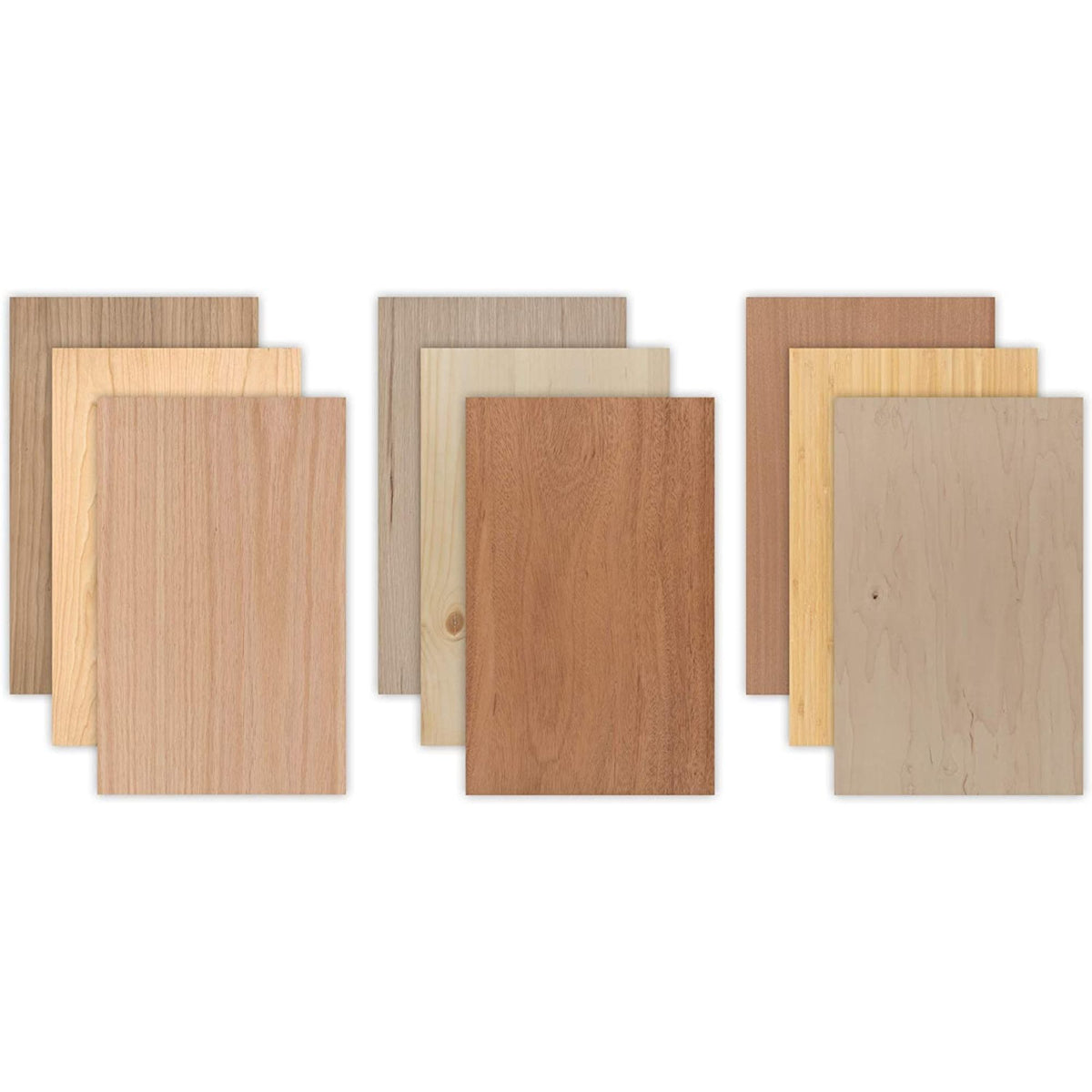 Double Sided 9 Piece Sample Pack, MDF core wood, 1/4 or 1/8 inch, 12x1 ...